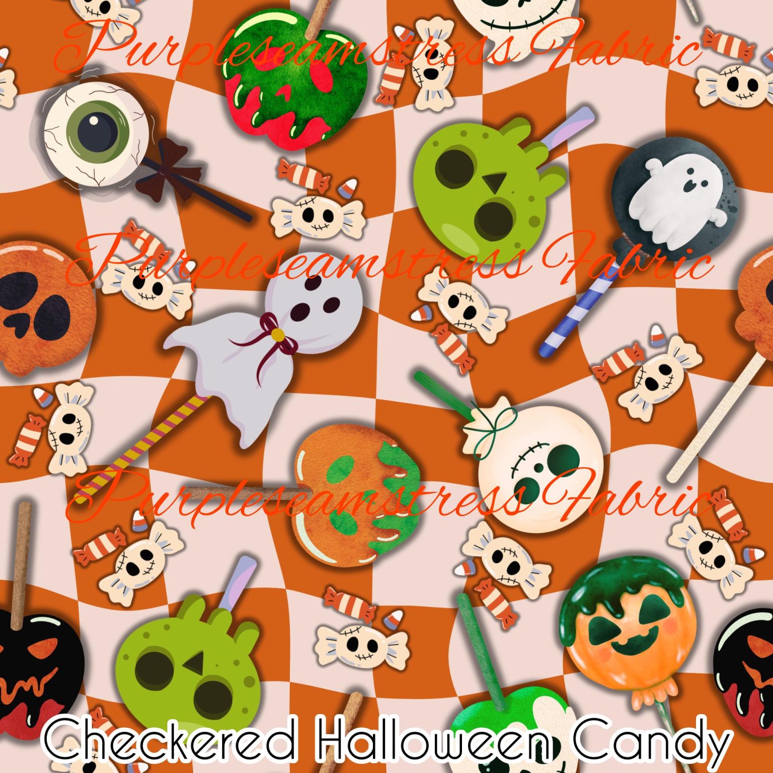 Checkered Halloween Candy – Fabric – Purpleseamstress Fabric
