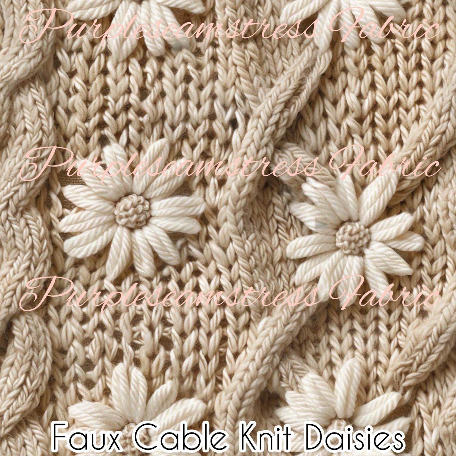 Faux Cable Knit Daisies – Fabric – Purpleseamstress Fabric