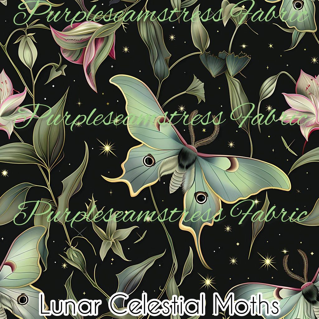 Lunar Celestial Moths – Purpleseamstress Fabric