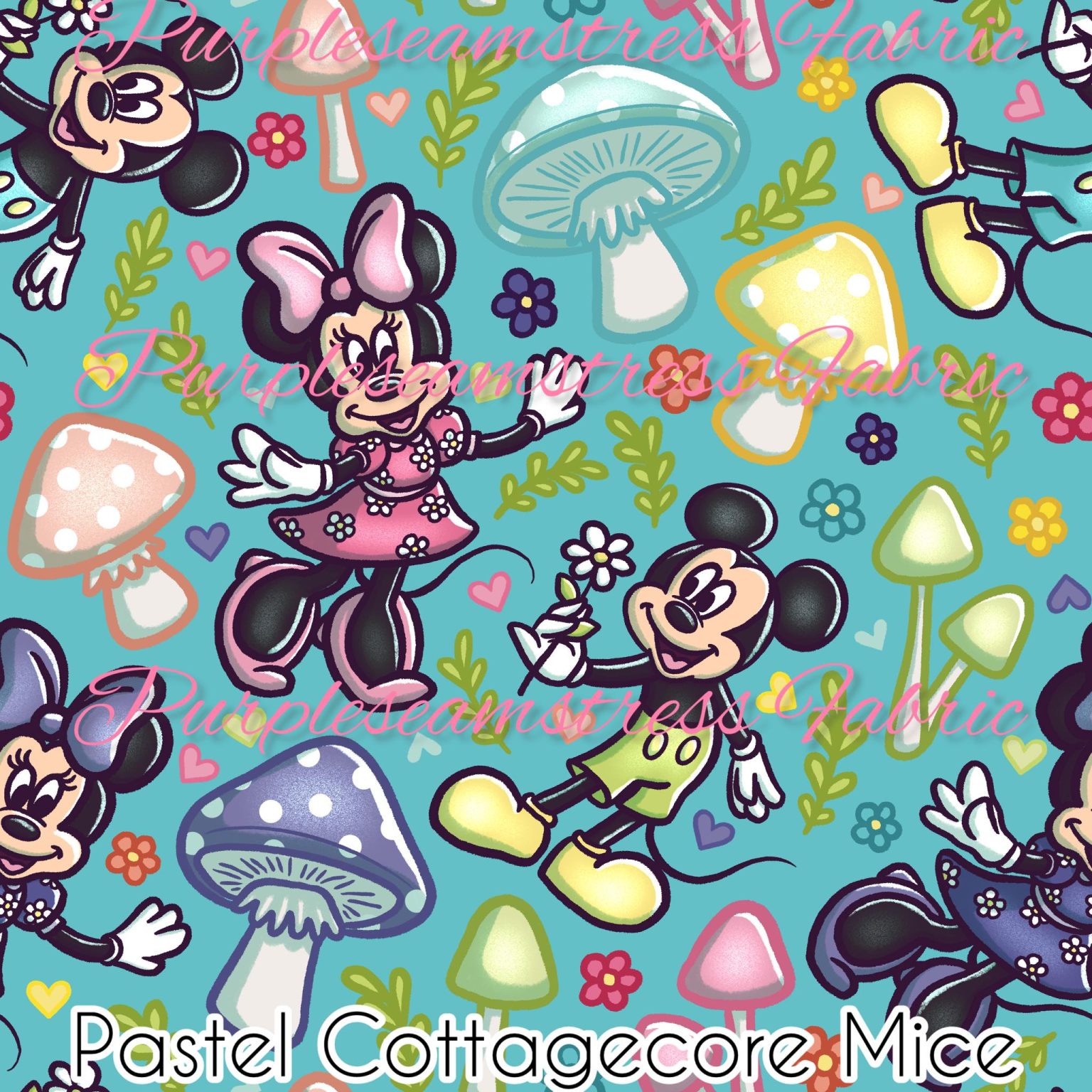 Pastel Cottagecore Mice – Purpleseamstress Fabric