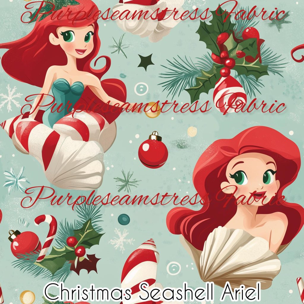 Christmas Seashell Ariel – Fabric – Purpleseamstress Fabric
