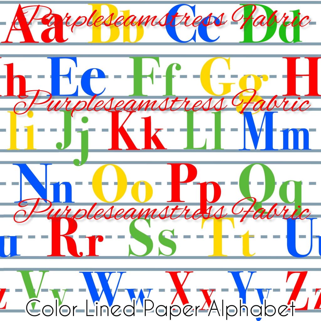 Color Lined Paper Alphabet – Purpleseamstress Fabric