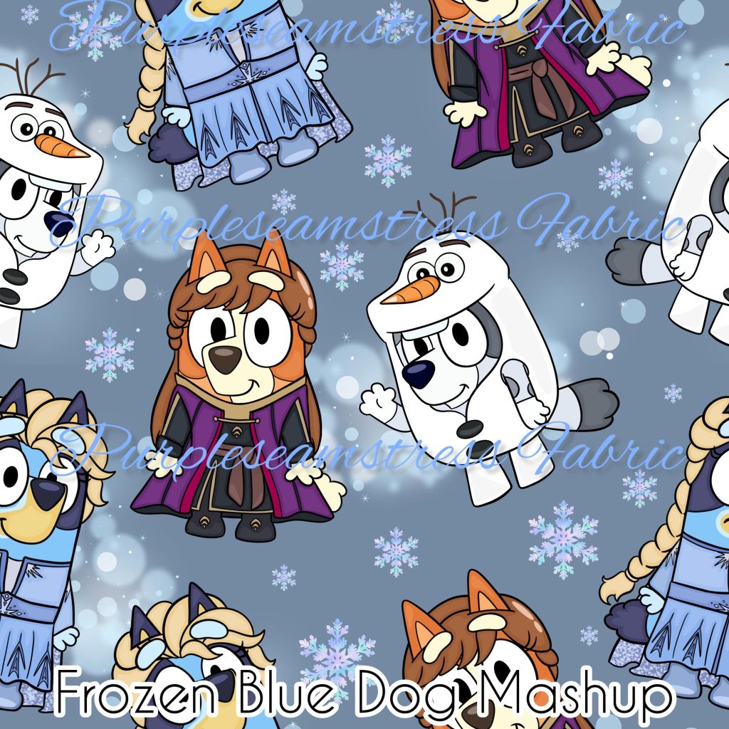 Frozen Blue Dog Mashup – Purpleseamstress Fabric
