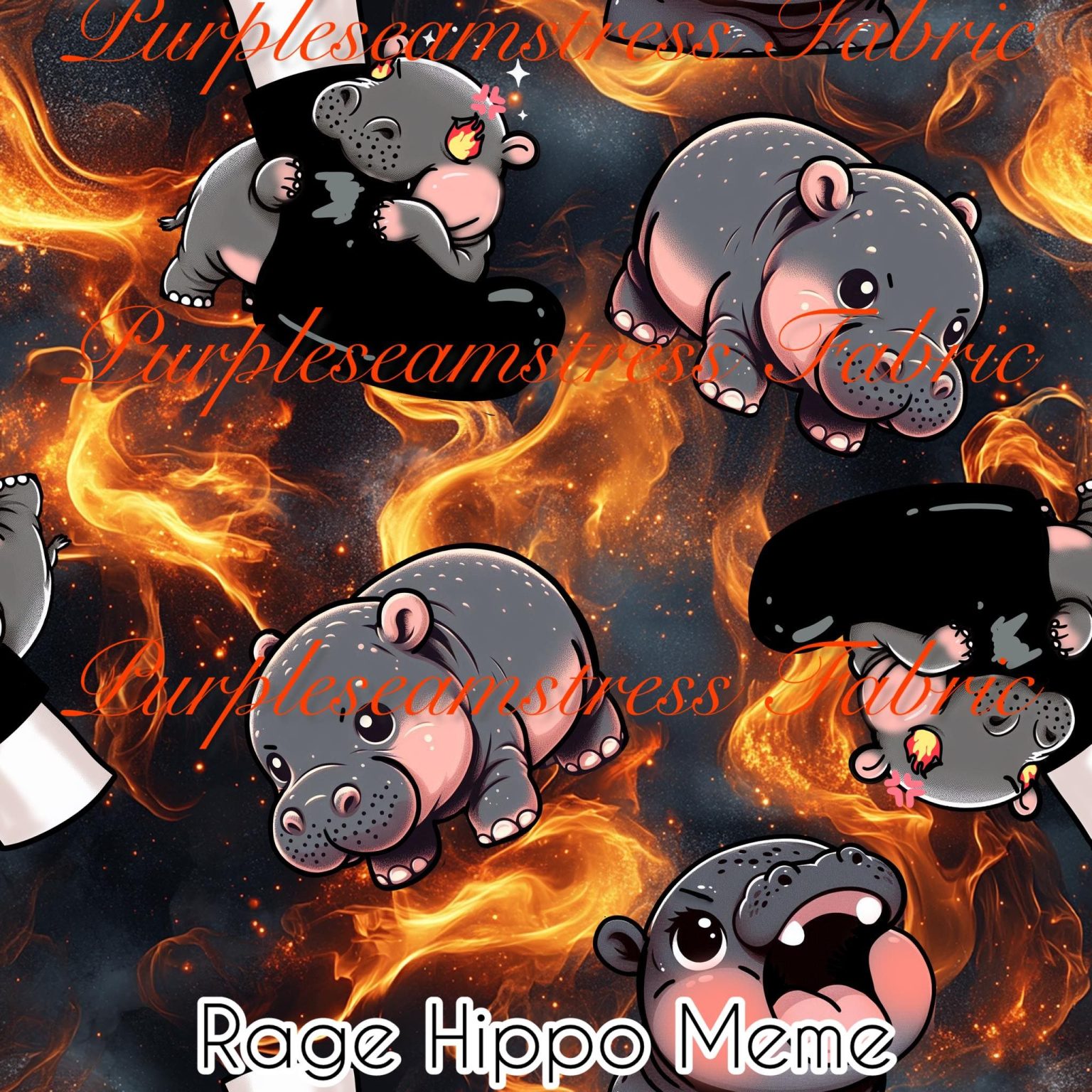 Rage Hippo Meme – Fabric – Purpleseamstress Fabric