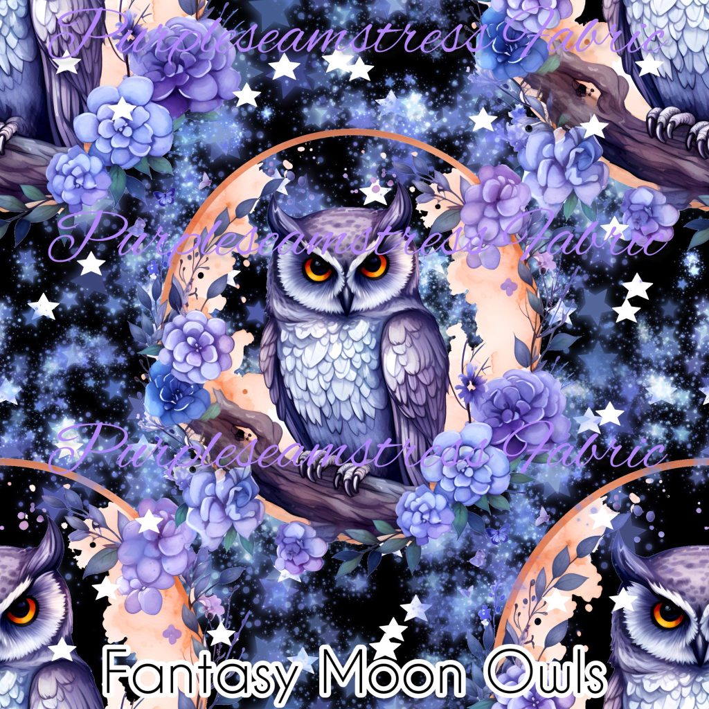 Fantasy Moon Owls – Purpleseamstress Fabric