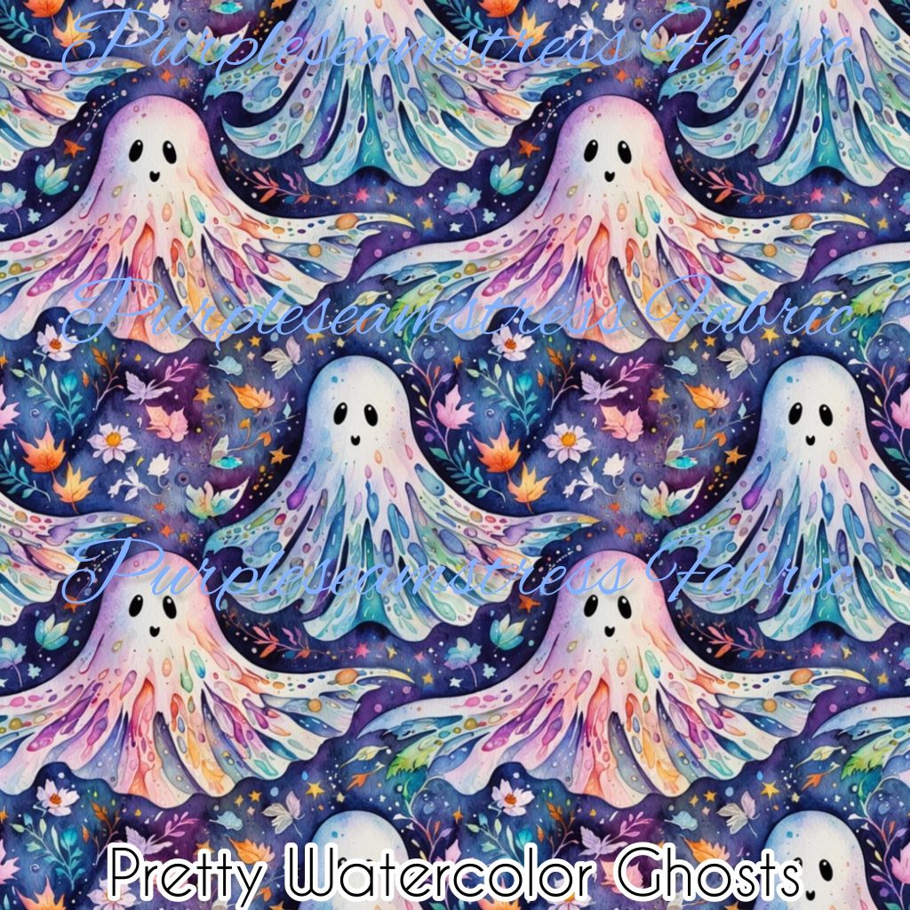 Pretty Watercolor Ghosts – Purpleseamstress Fabric