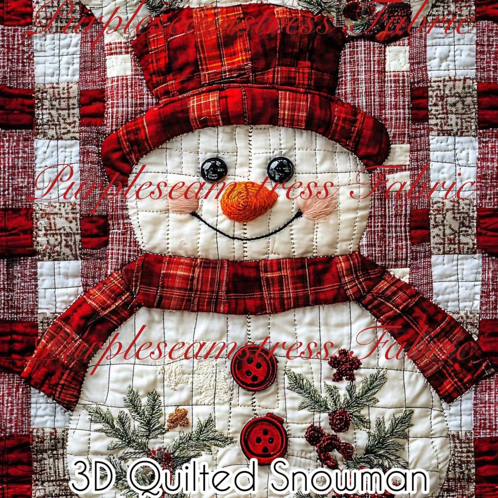 3D Quilted Snowman – Fabric – Purpleseamstress Fabric