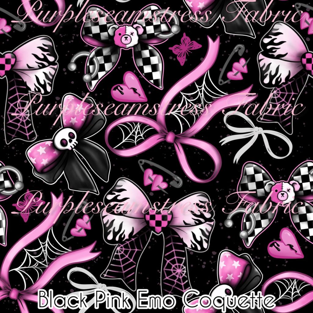 Black Pink Emo Coquette – Fabric – Purpleseamstress Fabric