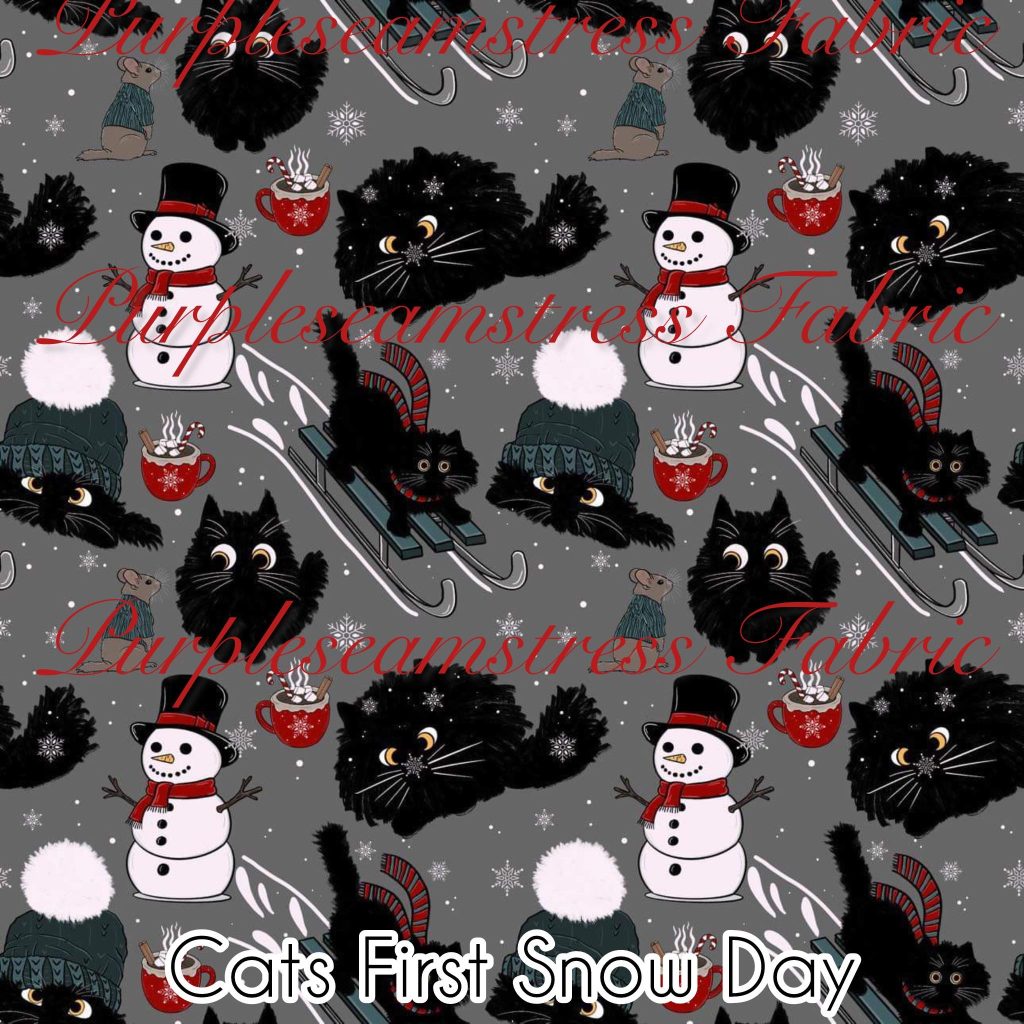 Cats First Snow Day – Fabric – Purpleseamstress Fabric
