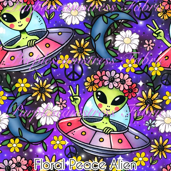 Floral Peace Aliens – Fabric – Purpleseamstress Fabric