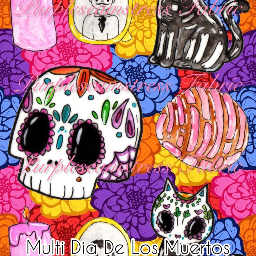 Multi Dia De Los Muertos – Fabric – Purpleseamstress Fabric