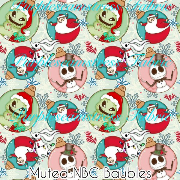 Muted NBC Baubles – Fabric – Purpleseamstress Fabric