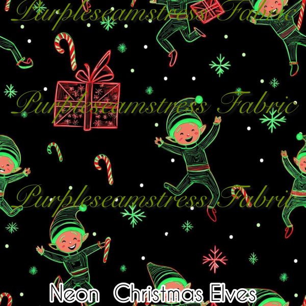 Neon Christmas Elves – Fabric – Purpleseamstress Fabric