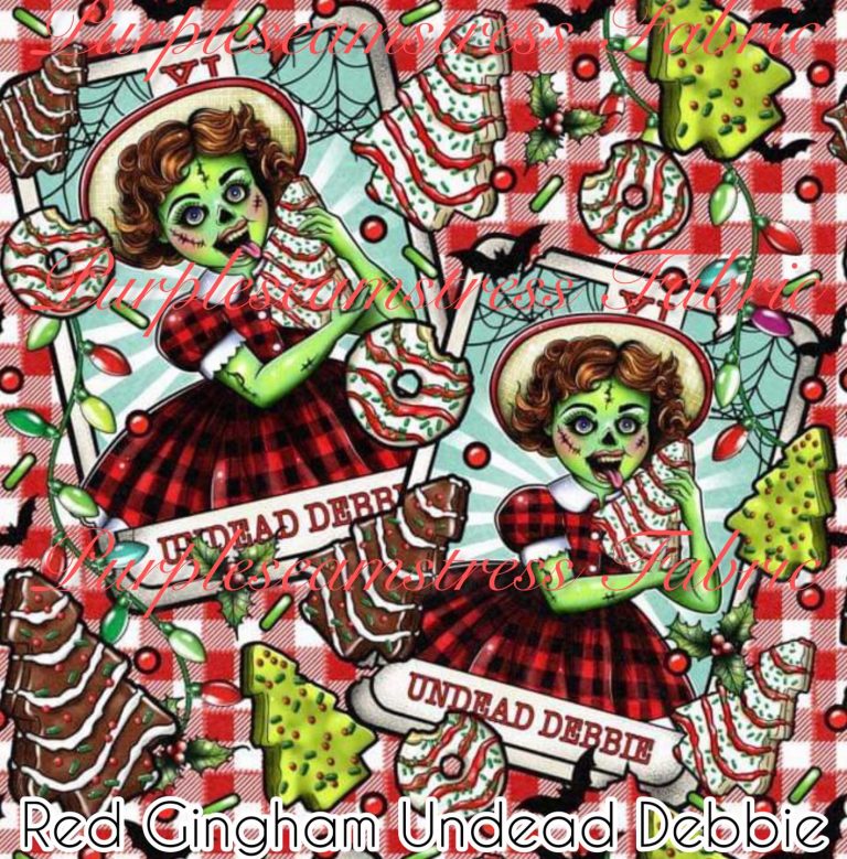 Red Gingham Undead Debbie – Fabric – Purpleseamstress Fabric