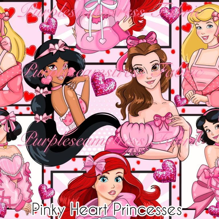 Pinky Heart Princesses – Fabric – Purpleseamstress Fabric