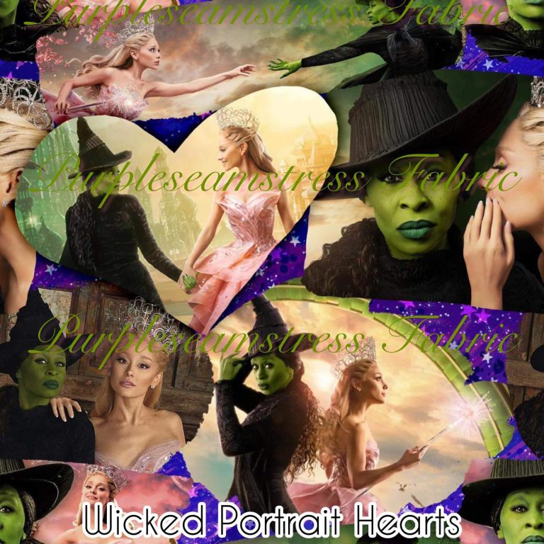 Wicked Portrait Hearts – Fabric – Purpleseamstress Fabric