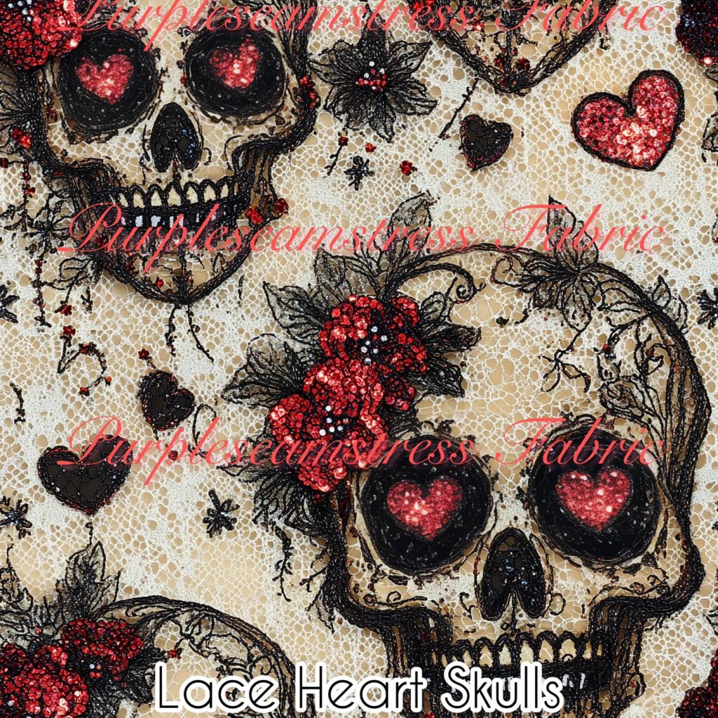 Lace Heart Skulls – Purpleseamstress Fabric