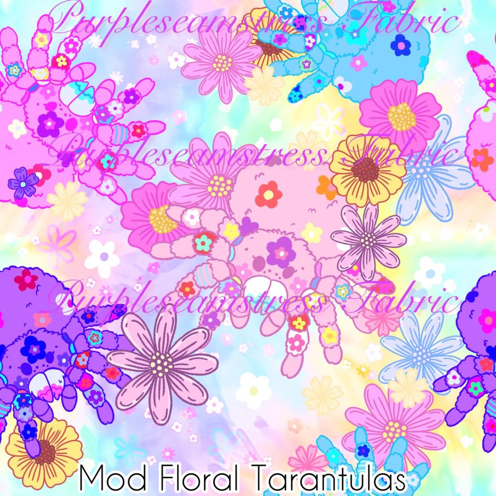 Mod Floral Tarantulas – Fabric – Purpleseamstress Fabric