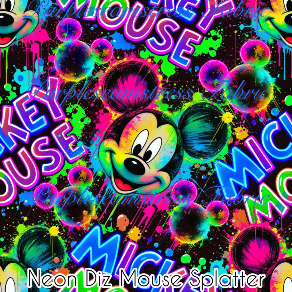 Neon Diz Mouse Splatter – Purpleseamstress Fabric