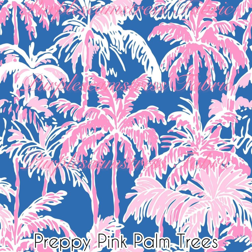 Preppy Pink Palm Trees – Fabric – Purpleseamstress Fabric