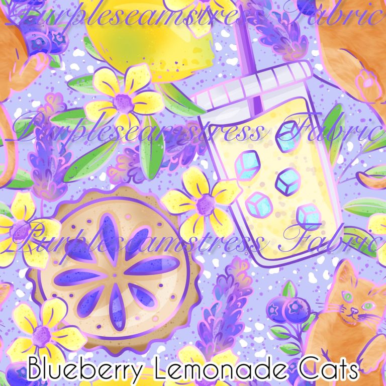Blueberry Lemonade Cats – Purpleseamstress Fabric