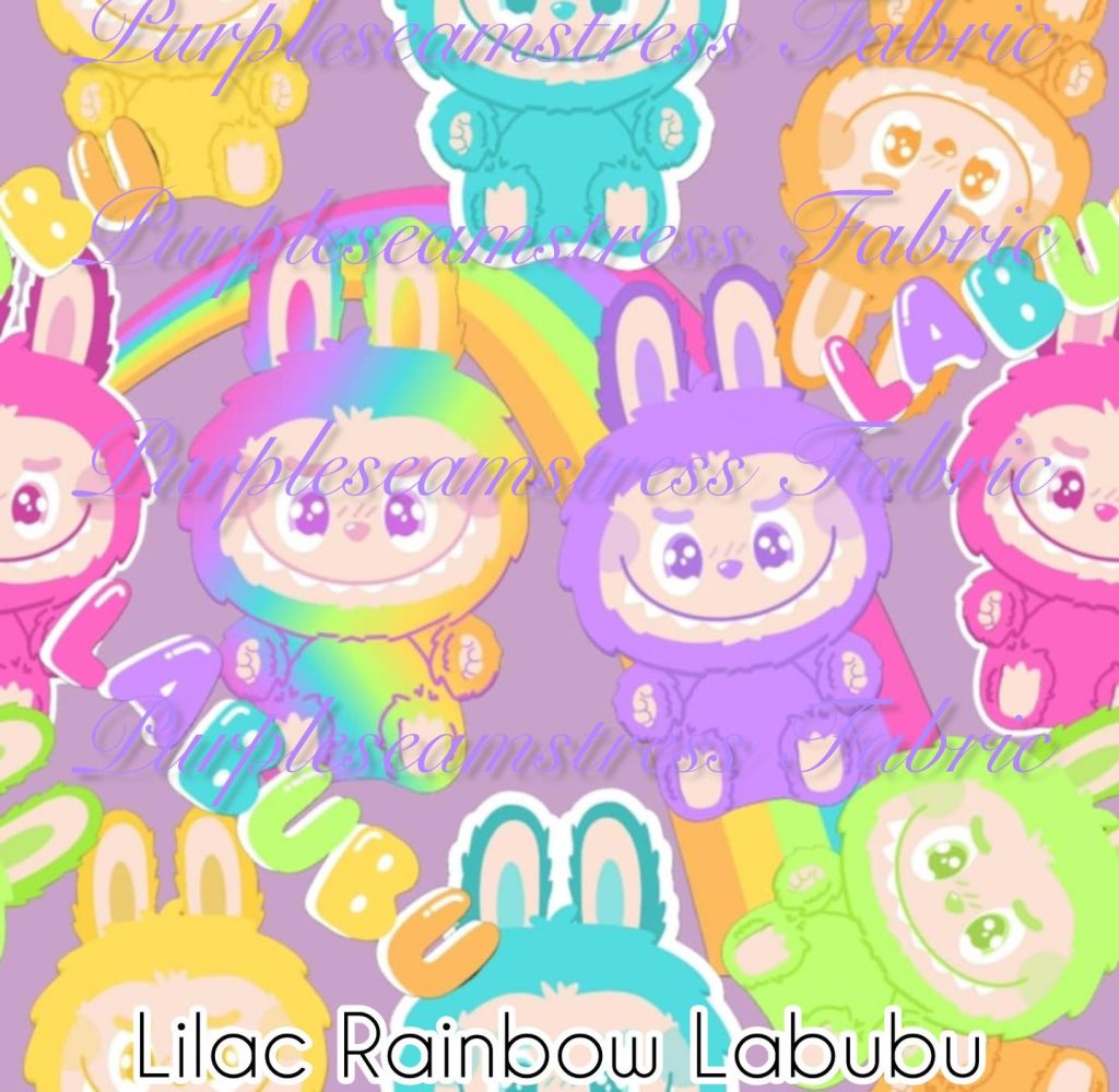 Lilac Rainbow Labubu – Fabric – Purpleseamstress Fabric