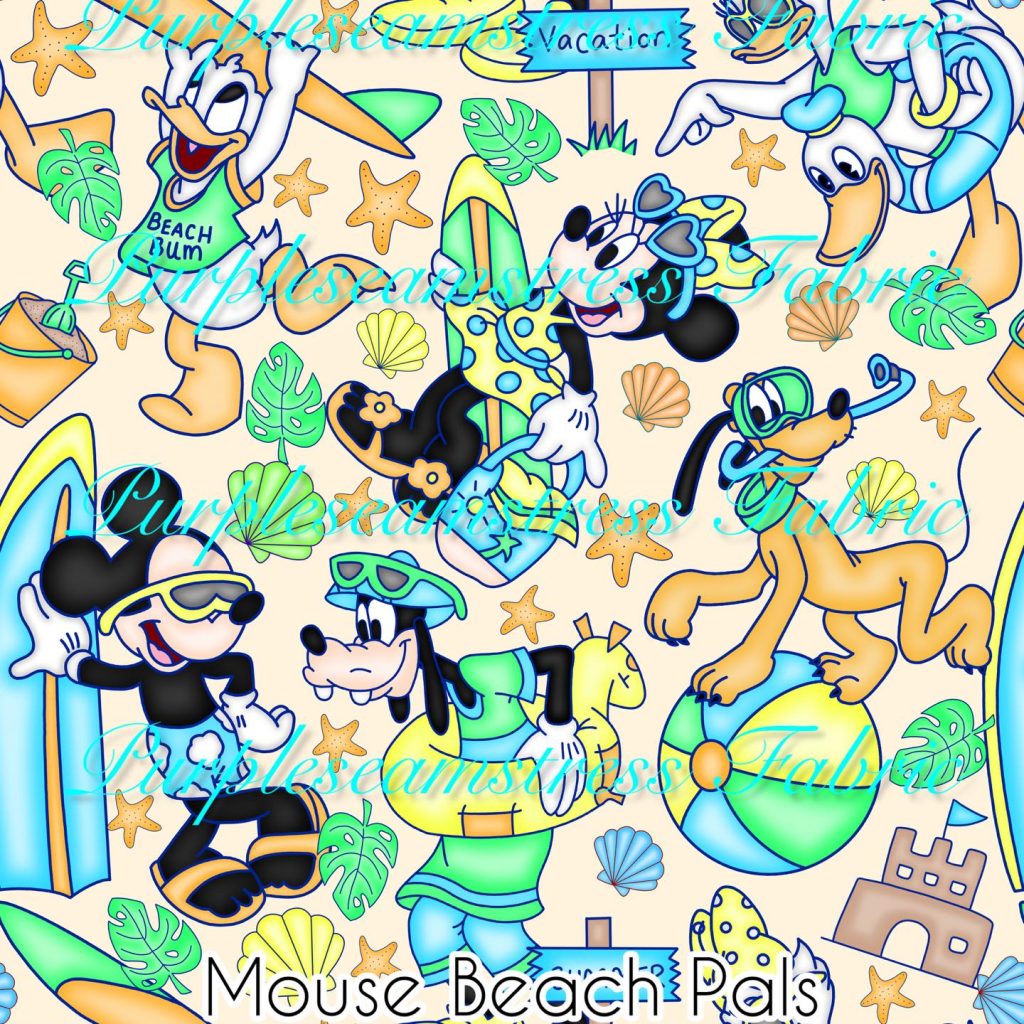 Mouse Beach Pals – Fabric – Purpleseamstress Fabric