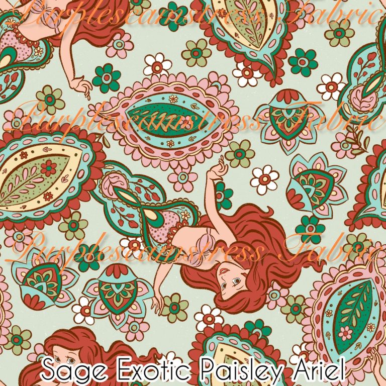 Sage Exotic Paisley Ariel – Fabric – Purpleseamstress Fabric