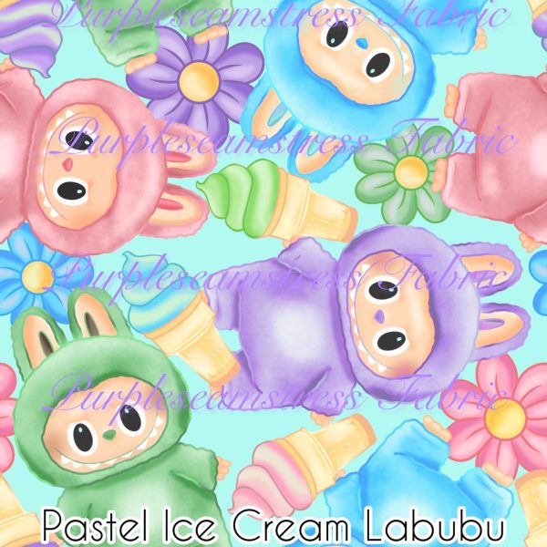 Pastel Ice Cream Labubu – Fabric – Purpleseamstress Fabric