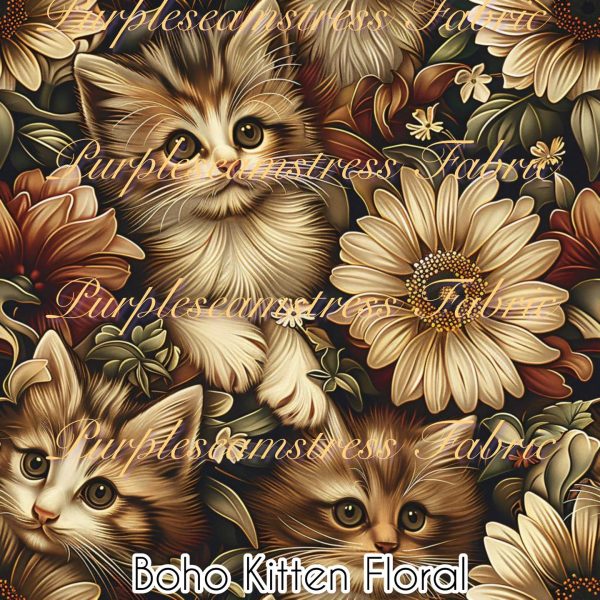 Boho Kitten Floral – Fabric – Purpleseamstress Fabric