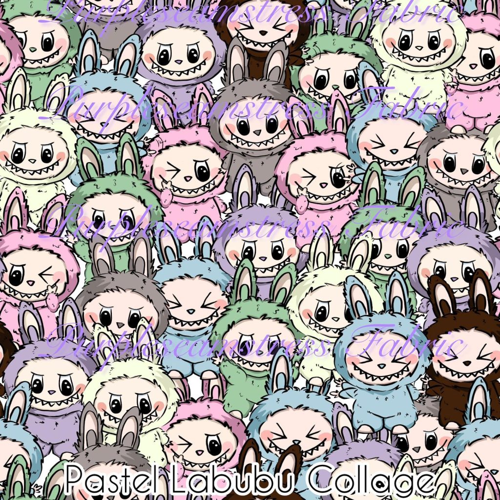 Pastel Labubu Collage – Fabric – Purpleseamstress Fabric