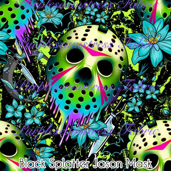 Black Splatter Jason Mask – Fabric – Purpleseamstress Fabric