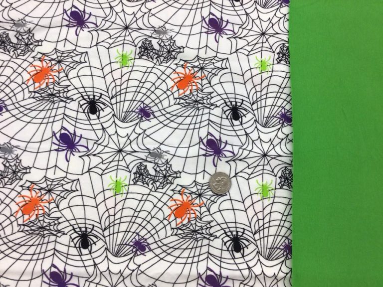 Colorful Spiders/Webs on White Cotton Lycra BUNDLE – Fabric ...