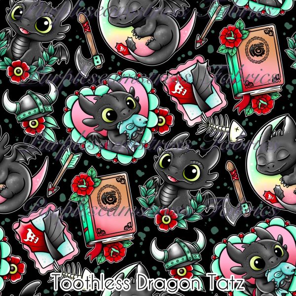 Toothless Dragon Tatz – Fabric – Purpleseamstress Fabric
