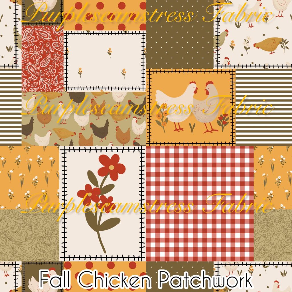 Fall Chicken Patchwork – Fabric – Purpleseamstress Fabric