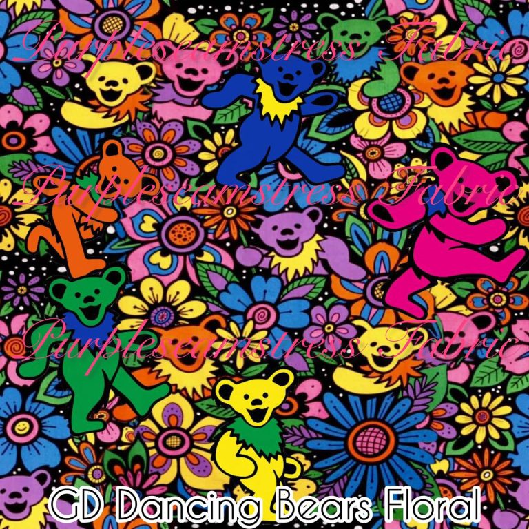 GD Dancing Bears Floral – Fabric – Purpleseamstress Fabric