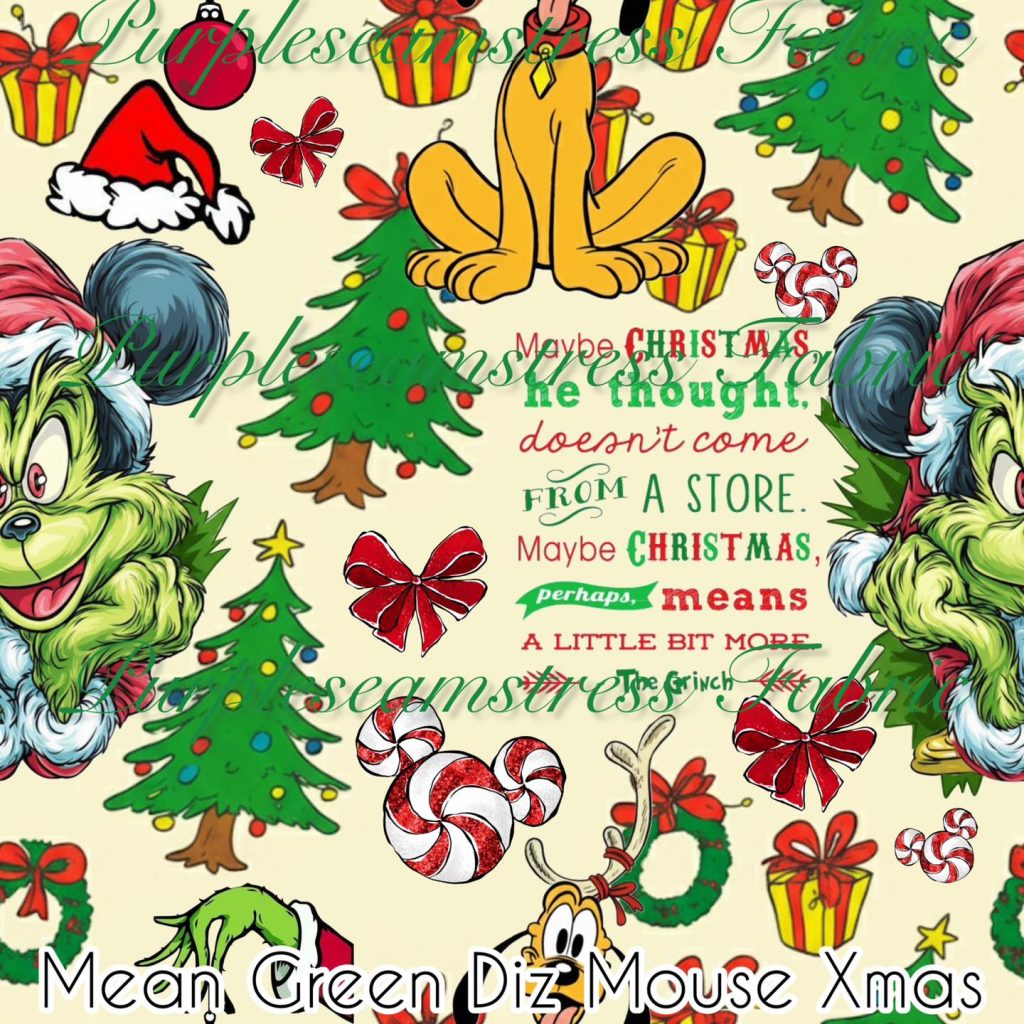 Mean Green Diz Mouse Xmas – Fabric – Purpleseamstress Fabric