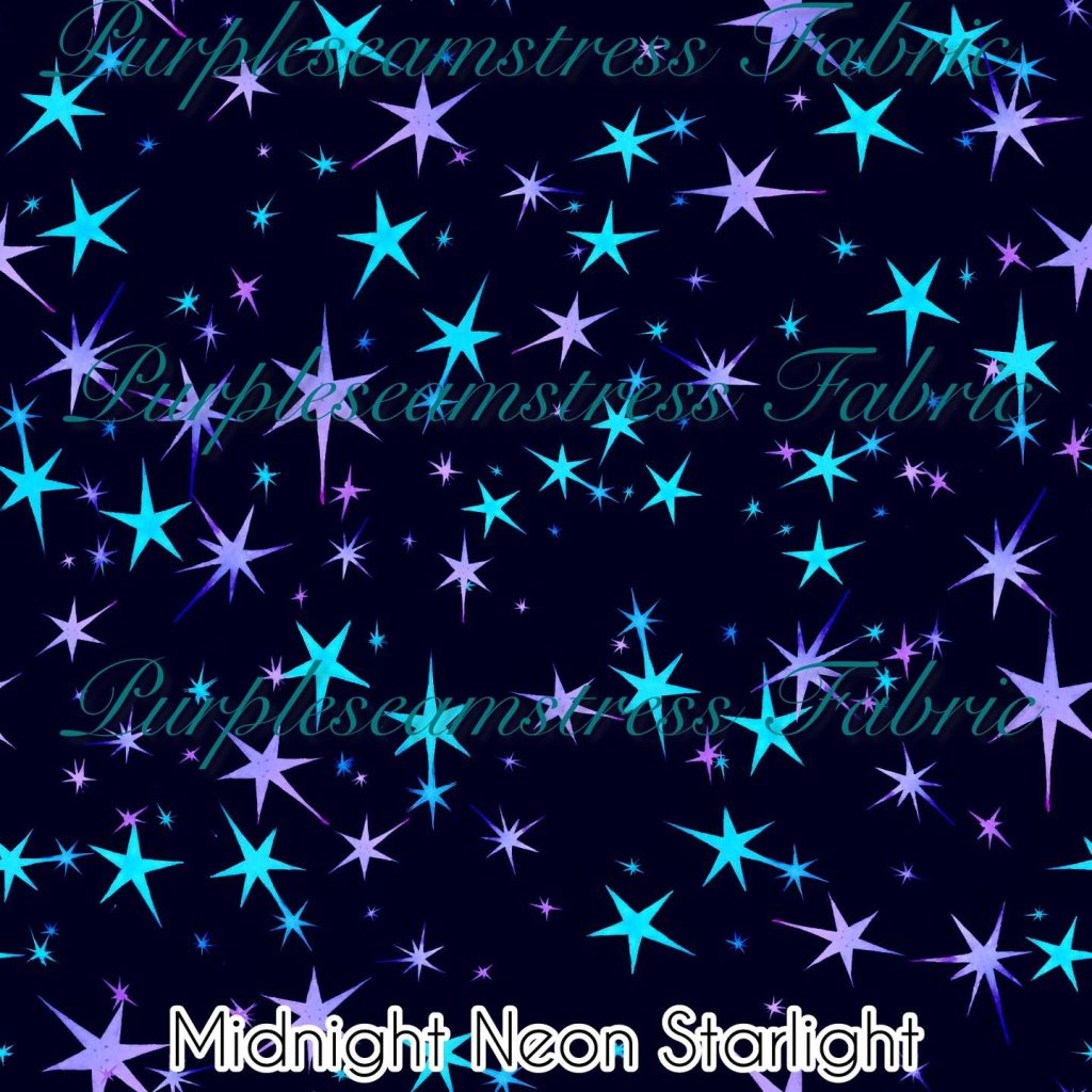 Midnight Neon Starlight – Fabric – Purpleseamstress Fabric